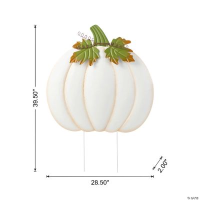 Glitzhome 39.5"H Fall Oversized Metal Ivory Pumpkin Yard Stake or Wall ...