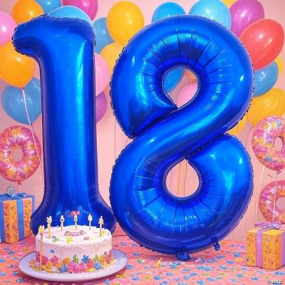 40” Navy Blue 18 Number Foil Balloon Jumbo Mylar for 18th Birthday ...