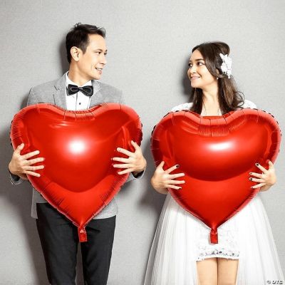 Red Heart Foil Balloons 4 pcs 32” for Valentine's, Wedding, Engagement ...