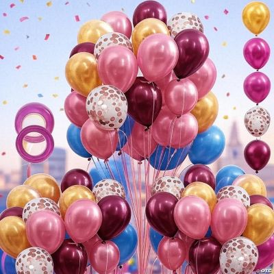 Rose Gold & Burgundy Confetti Balloons 58 pcs for Party & Shower Decor ...
