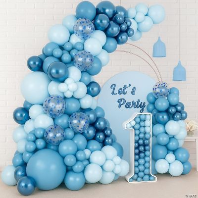 Blue Balloon Arch Kit, Metallic & Confetti Balloons for Shower & Ocean ...