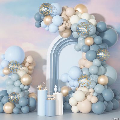 Dusty Blue Arch Kit with Sand White & Confetti Balloons for Wedding ...