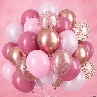 Dusty Rose & Pink Balloons Retro Themed Party Decor 57pcs for Birthday ...