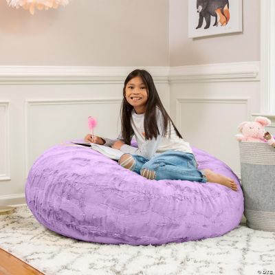Jaxx Cocoon 4 Foot Bean Bag Chair - Faux Fur, Bellflower Purple ...