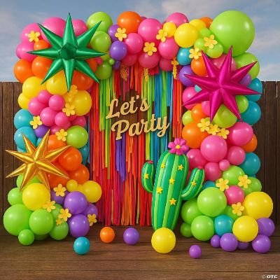 Mexican Fiesta Arch Kit Bright Foil Balloon Garland 154pcs for Birthday ...