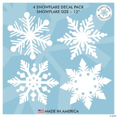 4 x 12" Christmas Snowflake Window & Glass Cling Decals. Vinyl ...