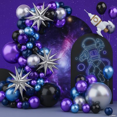 4D Space Balloon Arch Kit in Blue, Purple & Silver with Star Foils for ...