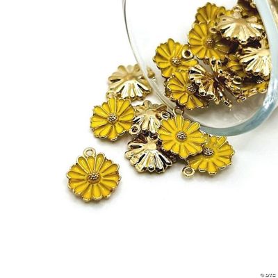 50 Pcs Yellow and Gold Flower Charms | Oriental Trading