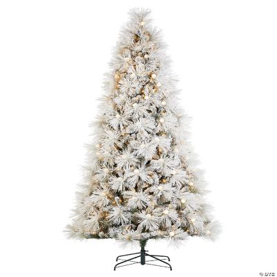 Glitzhome 9ft Pre-Lit Flocked Full Pine Artificial Christmas Tree with ...