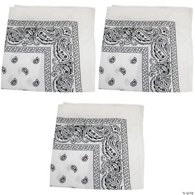 3 Pack Paisley Cotton Bandanas Classic Western Style Headwear (White ...