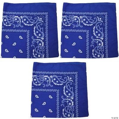 3 Pack Paisley Cotton Bandanas Classic Western Style Headwear (Royal ...