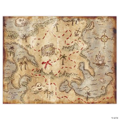 Beistle - 10" x 13" - Brown - Plastic Treasure Map Placemats Brown ...