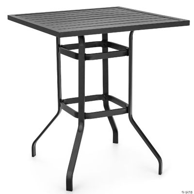 Costway 32'' Patio Square Bar Table Metal Cafe Bistro Table Garden Deck ...