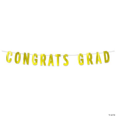Beistle - 6¾" x 5' - Yellow Foil Congrats Grad Streamer! | Oriental Trading