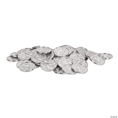 Beistle - 1½" - Silver - Plastic Coins Silver Molded! | Oriental Trading