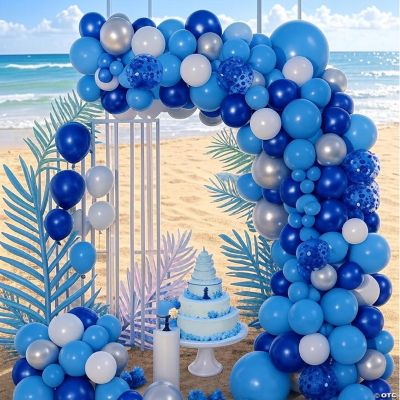 Blue Balloon Garland Arch Kit, Navy, Silver & Confetti Balloons 120 Pcs ...