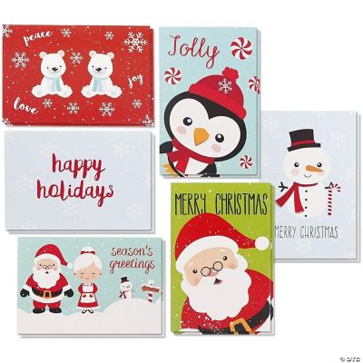 48 Pack Christmas Greeting Cards with Envelopes, 6 Holiday Character ...
