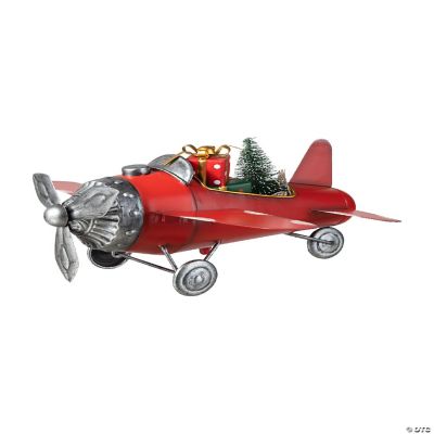 Glitzhome S/4 14"L Christmas Metal Airplane with Gifts Table Decor(KD ...
