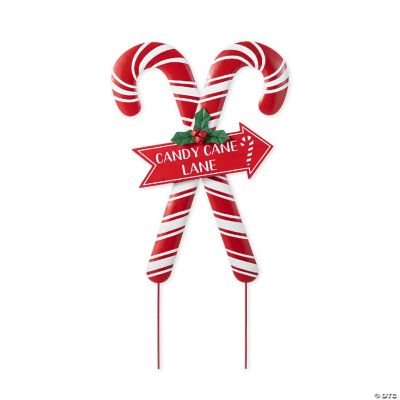 Glitzhome 30"H Metal Christmas Candy Cane Yard Stake(KD) | Oriental Trading