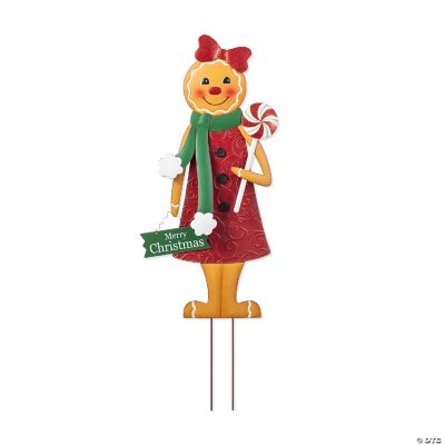 Glitzhome 36"H Metal Christmas Gingerbread Man Yard Stake(KD ...
