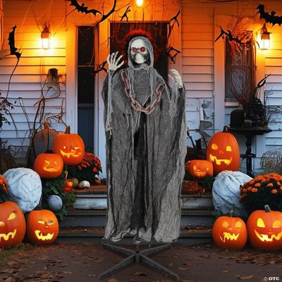 Costway 6.4 FT Standing Grim Reaper Halloween Animatronic Decoration ...