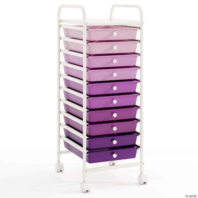 Costway 10 Drawer Rolling Storage Cart Scrapbook Paper Office School ...