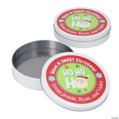 6" Personalized Cozy Merry Bright Santa Cookie Tins - 12 Pc. | Oriental ...