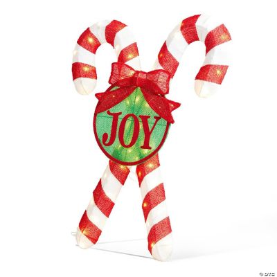 Glitzhome 35.5"H Lighted Christmas Candy Cane Outdoor Décor with 60 ...