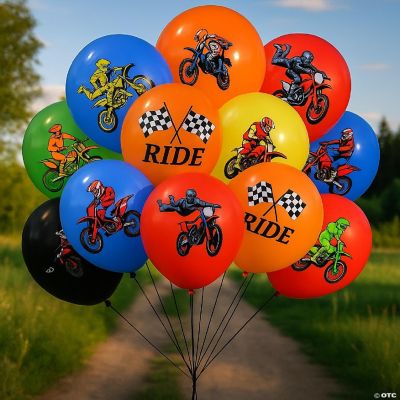 Bike Print Balloons 32Pcs for Party, Boys & Girls Birthday & Sports ...