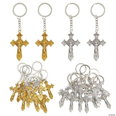 24-Pack Cross Keychains, Religious Key Holders for First Communion ...