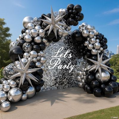 Silver & Charcoal Balloon Garland Arch Kit, Metallic Charcoal & Silver ...