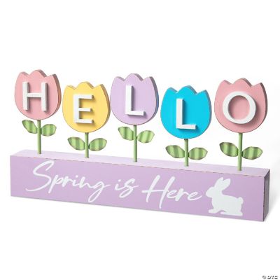 Glitzhome 12"H Easter Wooden/Metal Tulips Table Decor | Oriental Trading