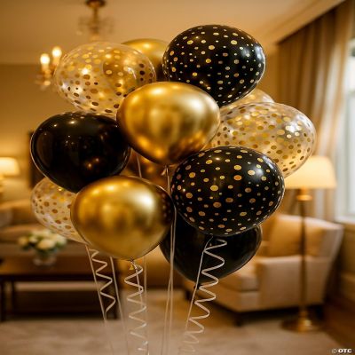 Onyx Black and Champagne Gold Balloon, 56Pcs Bouquet for Baby Shower ...