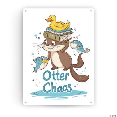 Otter Chaos Vertical Tin Sign Wall Decor by Dancing Littles Jungle ...