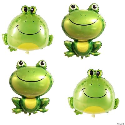 4-Piece Frog Mylar Balloons for Animal-Themed Birthday or Baby Shower ...