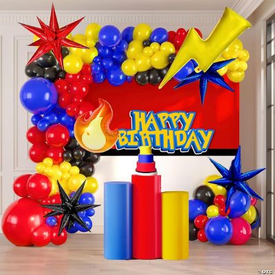 Red Yellow Blue Black Balloon Garland Kit 130Pcs With Flash Lightining ...