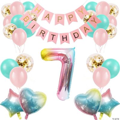 7Th Birthday Decorations For Girls Gradient Color Age 7 Birthday ...