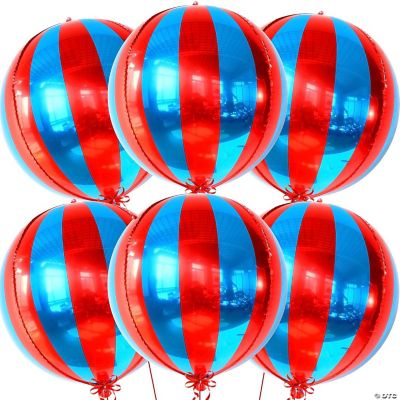 Big Red & Blue Carnival Balloons, 6-Pack for Circus-Themed Birthday ...