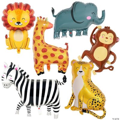 6pc Safari Animal BalloonsGiant Zebra, Lion, Giraffe Balloons for ...