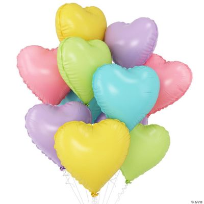 Pastel Colorful Heart Balloons,10Pcs Rainbow Foil Heart Shaped Balloons ...