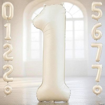 40 Inch Cream White 1 Balloon Numbers, Large Number 1 Balloon Foil ...