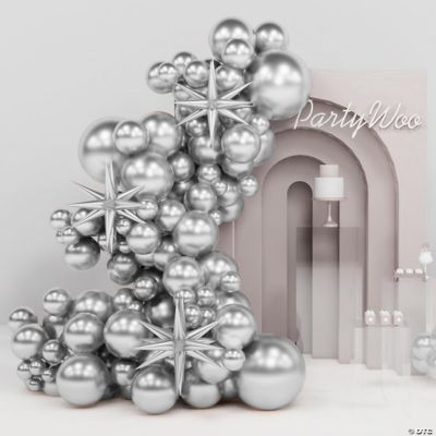 Metallic Silver Balloons 110 Pcs Different Sizes 18 12 10 5 Inch Pack ...