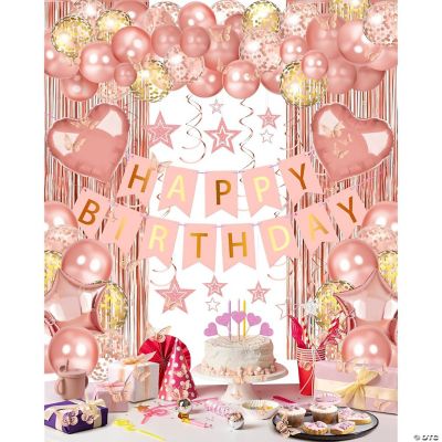 Rose Gold Happy Birthday Party Decorations, Happy Birthday Banner, Rose ...