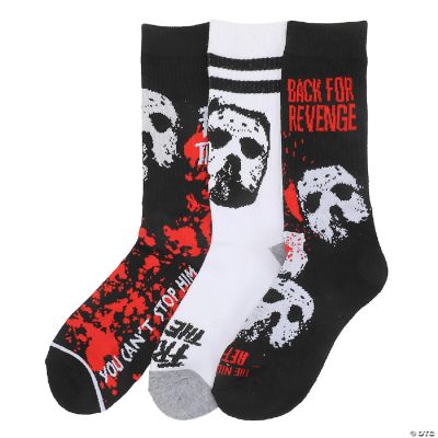 Friday The 13th Jason Mask Men's 3-Pair Pack Glow-In-The-Dark Athletic ...