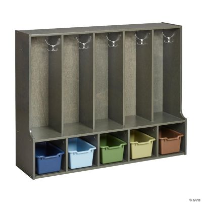ECR4Kids Streamline 5-Section Coat Locker with Bench and Scoop Front ...