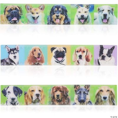 12-Pack Dog 3D Plastic Rulers for Kids Students Reward, 3 Assorted ...