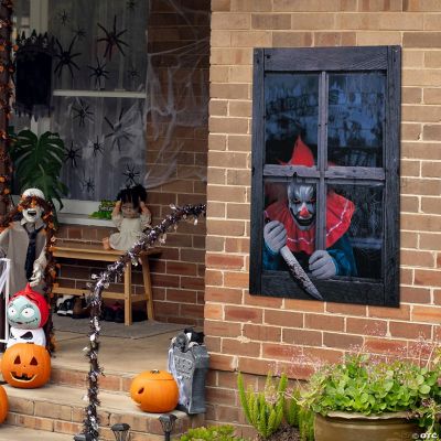 Creepy Clown Scary Window Halloween Decoration - 47" | Oriental Trading