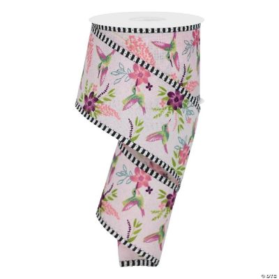 2.5" Hummingbirds Stripe Edge Ribbon: Pink (10 Yards) | Oriental Trading