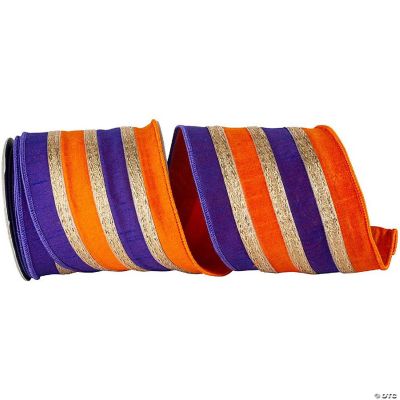 4" Stripe Trimming Overlay Ribbon: Orange/Purple (5 Yards) | Oriental ...