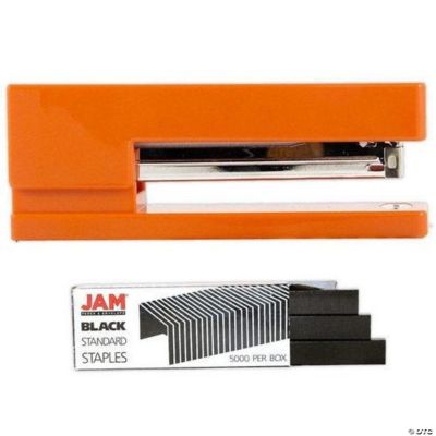 JAM PAPER Office & Desk Sets, 1 Orange Stapler & 1 Pack of Black ...